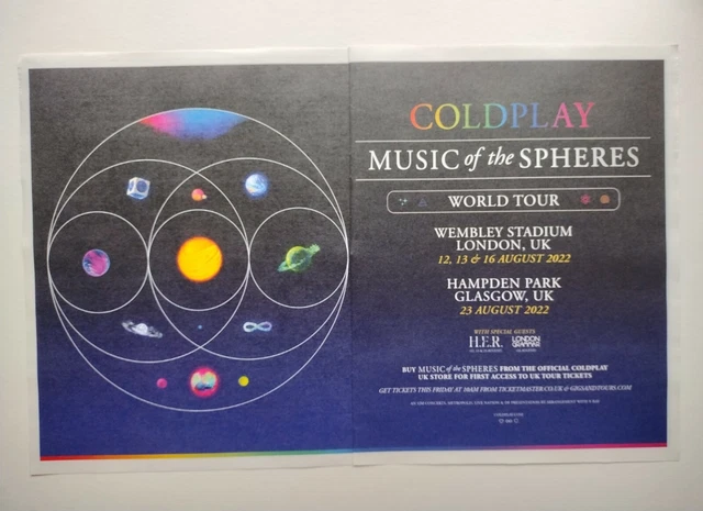 COLDPLAY - MUSIC of the Spheres tour 2022 - Publicité magazine musical ...