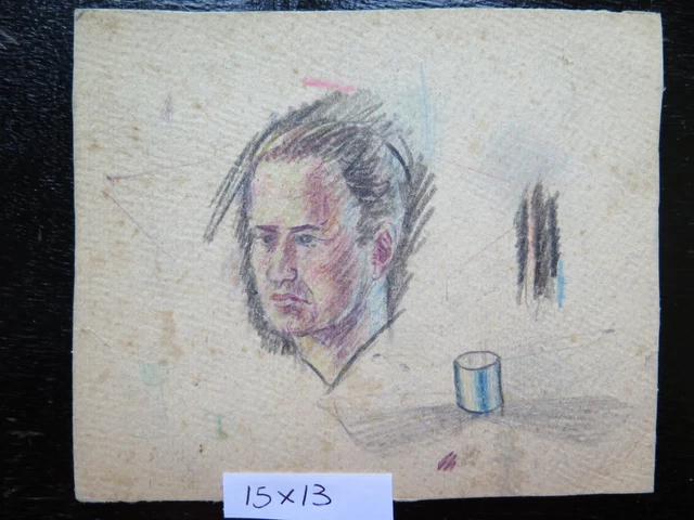 Ancienne Croquis Dessin Au Crayon Sur Papier Portrait De Un Paysan Ans 40 P28 Eur 1922