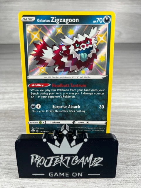 POKEMON CARD GALARIAN Zigzagoon SV078/SV122 Shining Fates Shiny Holo ...