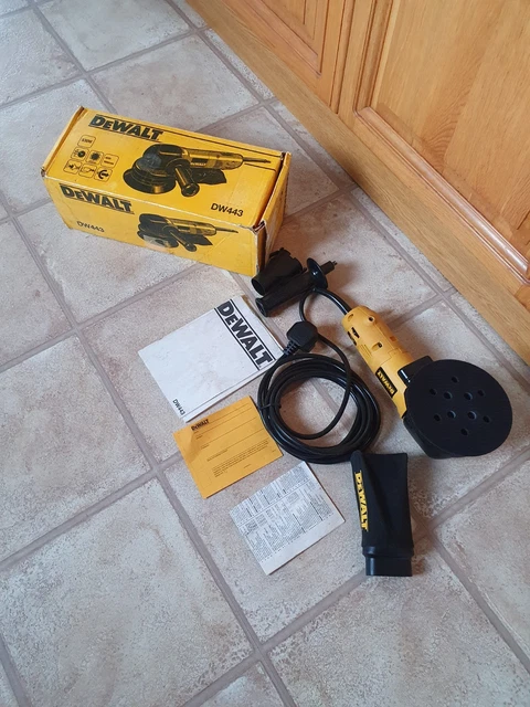 DEWALT DW443 RANDOM Orbital Sander 240v 150mm with Dust Bag Boxed £206. ...