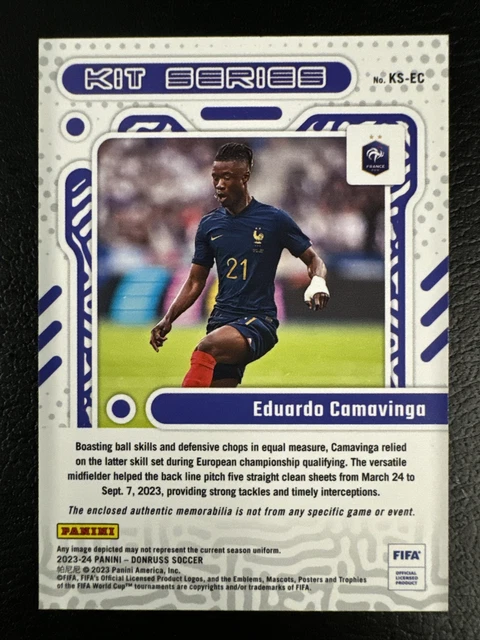 2023-24 PANINI DONRUSS Soccer Eduardo Camavinga Kit Série Patch Relique ...