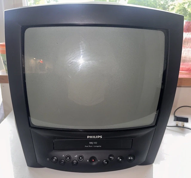 PHILIPS CRT TV VHS Combi 14PV182/05 14” Screen Retro Gaming Television ...