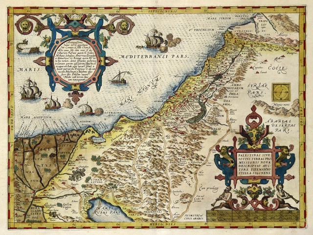 HOLY COUNTRY ISRAEL Palestine Original Copperplate Map Ortelius 1579 ...