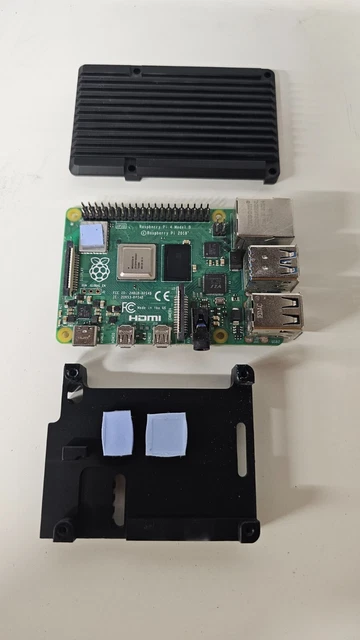 RASPBERRY PI 4B Model 4GB RAM w Aluminum Case, Power Supply, Mounting ...