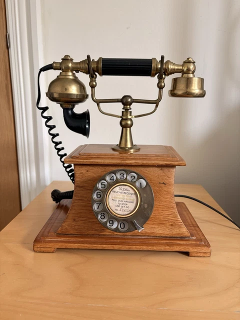 ROTARY DIAL TELEPHONE Wood Brass Plastic Vintage Antique £78.68 ...