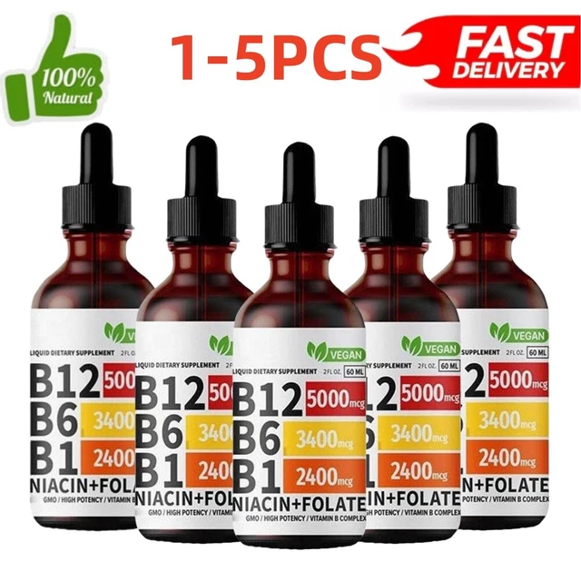 VITAMIN B12 AND B6 Liquid Drops, B12 Sublingual B Complex - B12 5000mcg ...