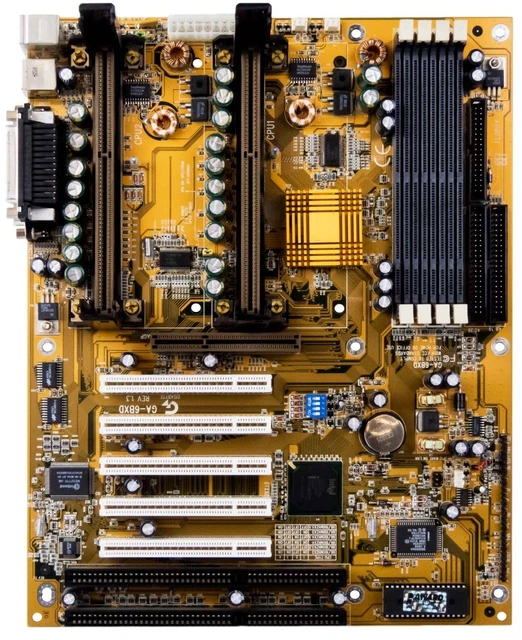 GIGABYTE GA-6BXD SOCKET Slot 1 ATX Server Mainboard w/ SDRAM PCI ISA £ ...