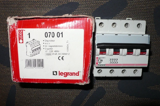 DISJONCTEUR TETRAPOLAIRE 20A Courbe C, Legrand 4Poles 4P. 20Amperes Pc25Ka Tri+N EUR 79,00 ...