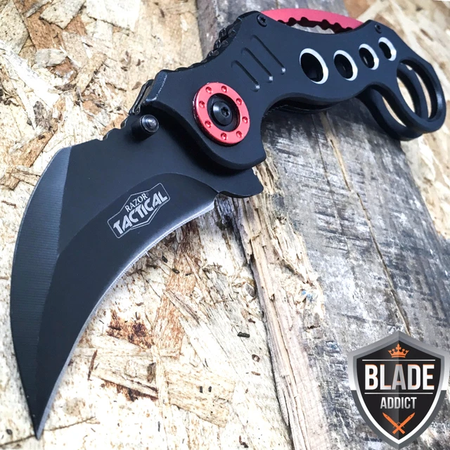 8& TACTICAL SPRING Assisted Open Karambit Pocket Knife Folding Claw ...