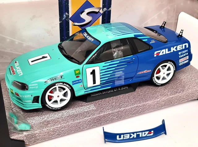 SOLIDO 1/18 NISSAN Skyline GT-R R34 Falken Drift Car DAMAGED 4 Diecast ...