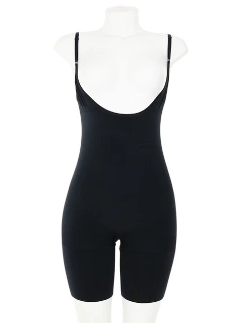 SPANX L9403 WOMENS Black Power Series Open Bust Midthigh Bodysuit Size ...