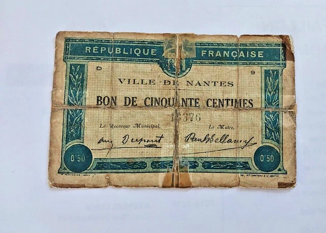 ---1 BILLET DE NECESSITE-50-Centimes--Chambre-de-Commerce-de-Nantes ...