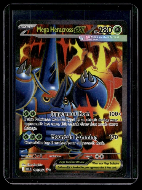 2025 PHANTASMAL FLAMES Mega Heracross EX Ultra Rare #108 Full Art QTY £ ...