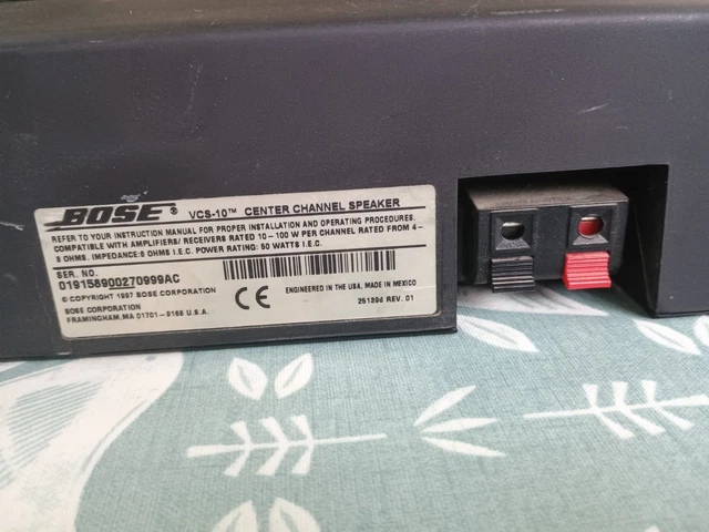 BOSE VCS-10 CENTRE Speaker, Black 50W RMS 6 Ohm Wired (VCS-10) £95.00 ...