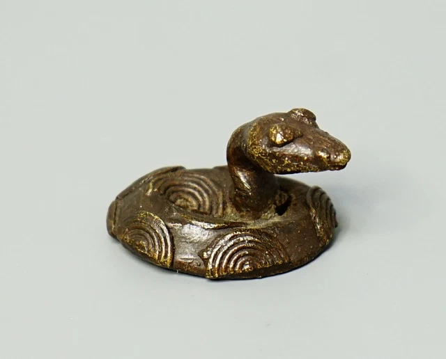 19C. AFRICAN BRONZE Snake Serpent Piton Figurine Akan Mali Gana Gold ...