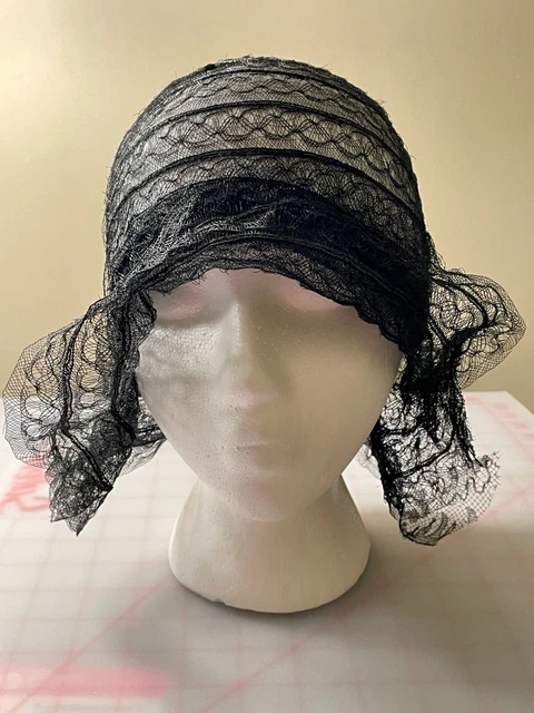 NEW OLD STOCK -1920s Black Lace Cloche Flapper Hat £114.13 - PicClick UK