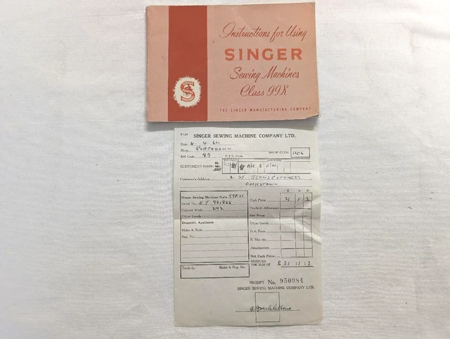 INSTRUCTION BOOK SEWING Machine 1964 Singer Manual Vintage Receipt ...