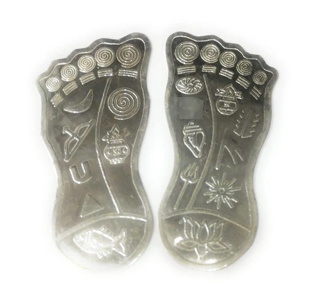 INDIAN TRADITIONAL PURE Silver Goddess Lakshmi Charan Paduka For Mandir ...