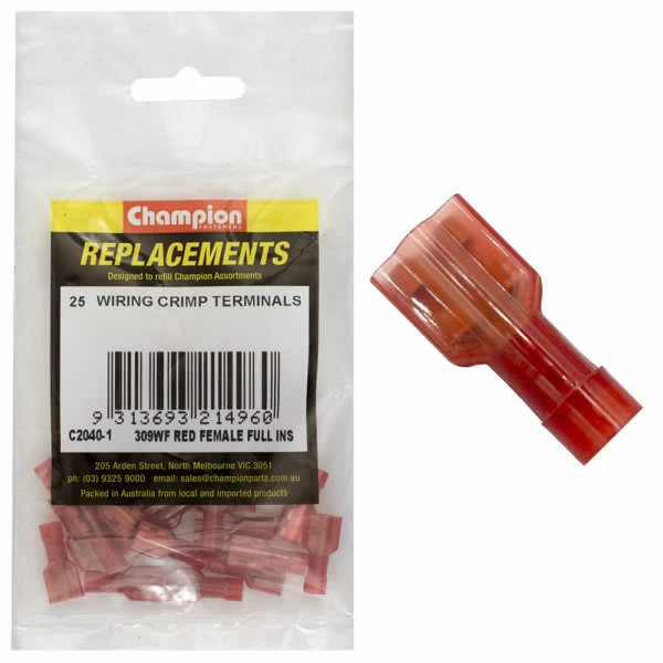 CHAMPION C2040-1 CRIMP Terminal Blade Female 309 WF Red - 25/Pack $13. ...