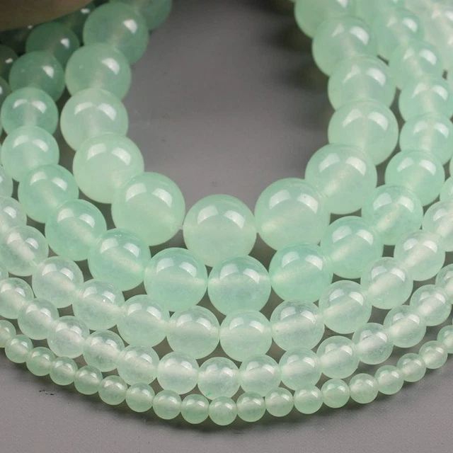 BEAUTIFUL NATURAL 4/6/8/10/12/14MM Light Green Jade Gemstone Loose ...