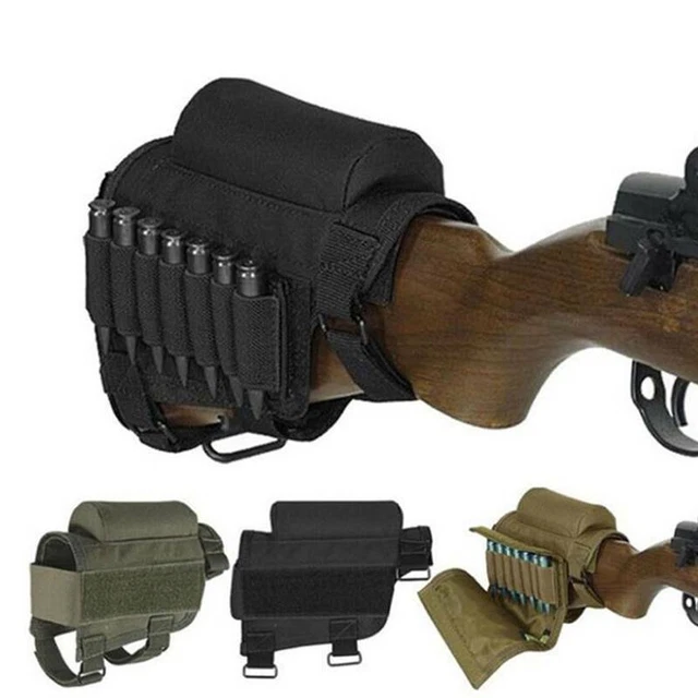 HUNTING TACTICAL SHOTGUN Rifle Butt Stock Ammo Pouch Holder w/ Cheek ...