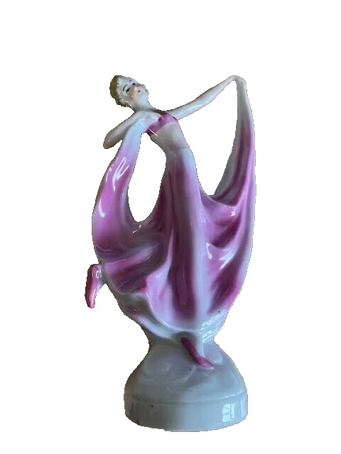 VINTAGE ART DECO pink lady dancing figurine 1930s £24.99 - PicClick UK