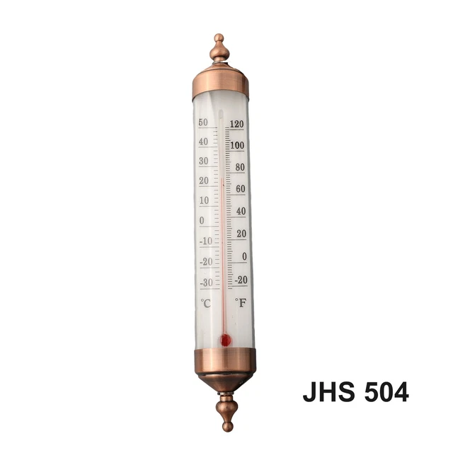 INDOOR OUTDOOR THERMOMETER 10 Inch Dual Scale Fahrenheit Celsius Metal ...