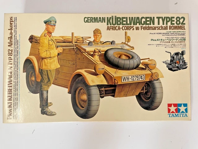 TAMIYA 1:16 KUBELWAGEN Type 82 Africa-Corps w/Rommel Model kit 36202 ...