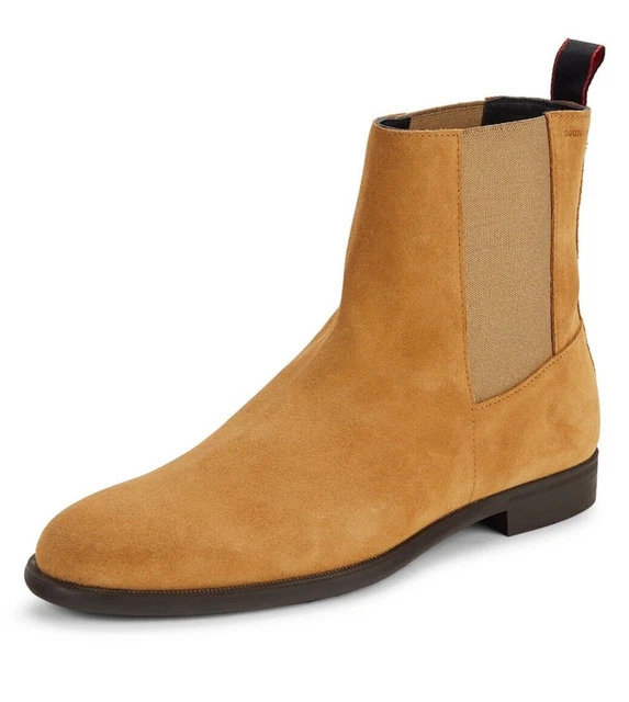 HUGO BOSS KYRON Cheb Men's Suede Chelsea Ankle Boots in Camel Size 42 ...