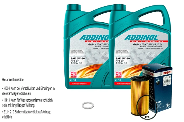 BOSCH INSPECTION SET 10L ADDINOL GIGA LIGHT MV 5W-30 Pour Hyundai IX35 ...