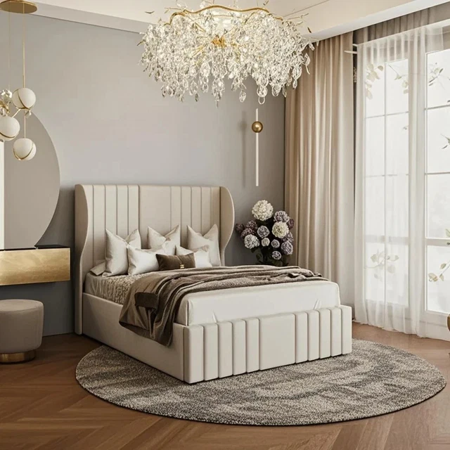 DUKE LUXURY WINGED Upholstered Bed Frame in Plush Velvet all Sizes 3ft ...