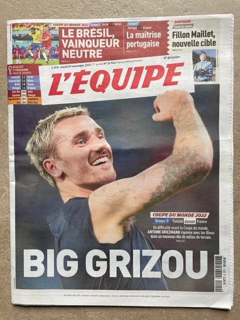 COUPE DU MONDE 2022 Qatar: Journal l'Equipe 29 Novembre 2022 Big Grizou ...