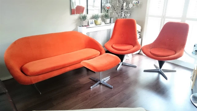VINTAGE RETRO 1960'S Lurashell Sofa, Chairs Fibreglass Mid Century ...