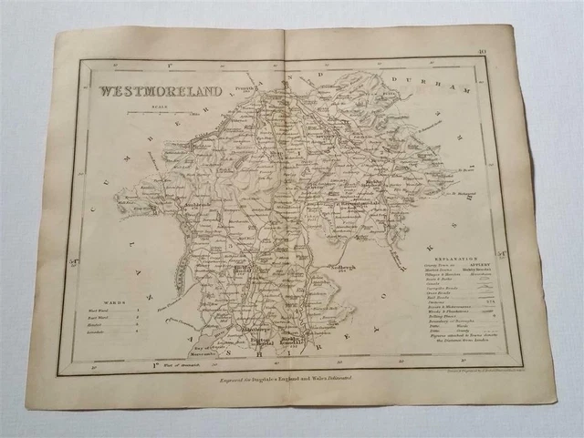 ARCHER WESTMORELAND COUNTY Map (Dugdale's England & Wales 1845) EUR 17 ...