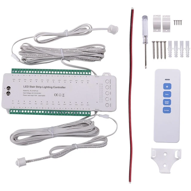 28CH INTELLIGENT SENSOR Stair Light Controller DC12V-DC24V Stair Step ...