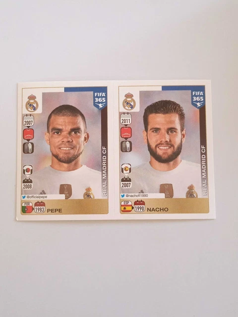 N. 376-377 PEPE - Nacho Fernandez Real Madrid CF - Fifa 365 2016 Panini ...