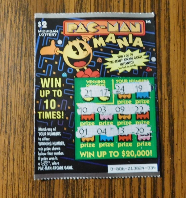 PAC-MAN MANIA MICHIGAN Lottery Scratch Ticket Vintage 2006 (Used Non ...