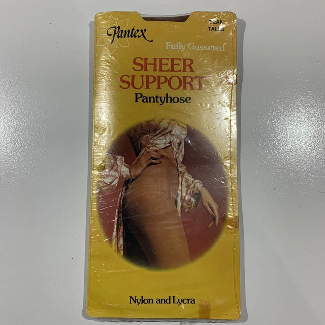 Vintage Pantex Fully Gusseted Sheer Support Pantyhose Teak Talls Nylon
