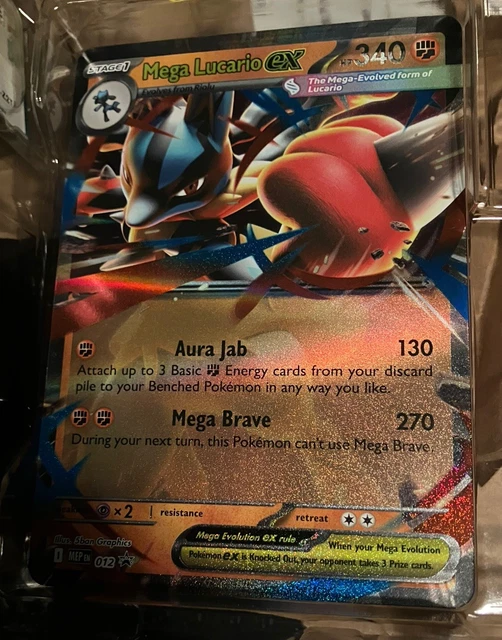 JUMBO MEGA LUCARIO EX 012 Mega Evolution Jumbo Promo Double Rare Holo ...