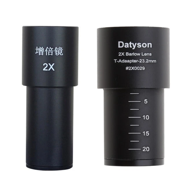 MICROSCOPE 2X BARLOW Lens for 23.2mm Mount Port Metal Fully Multi ...
