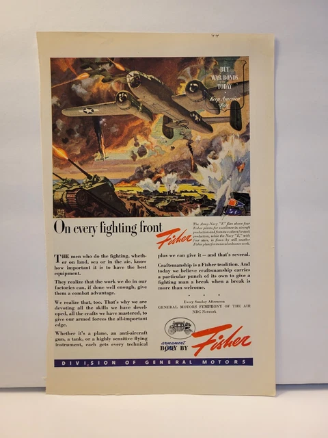 1944 WWII ERA Aircraft Airplane Vintage Print Ad Army Navy Fisher Body ...