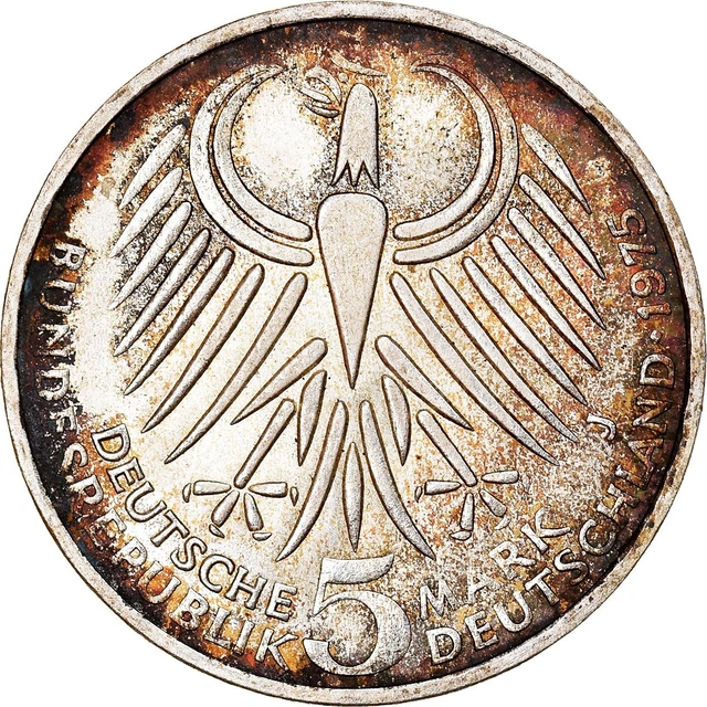 MONNAIE, RÉPUBLIQUE FÉDÉRALE allemande, 5 Mark, 1975, Hamburg, Germany ...