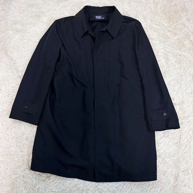 RALPH LAUREN POLO Wool Balmacaan Coat Black L Used Nylon Lined -From ...