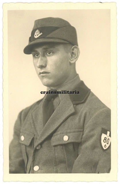 ORIG. FOTO AK Portrait Arbeitsmann RAD-Abteilung 6/80 Calau in Mannheim ...