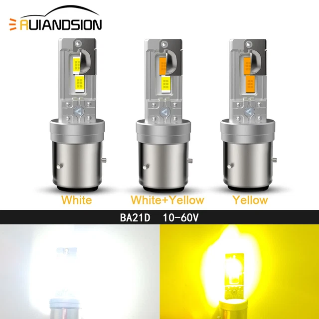 RUIANDSION BA21D MOTORRAD Scheinwerfer Hoch Niedrig Licht Weiß Gelb 12V ...