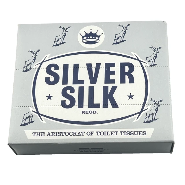 VINTAGE 1950S SILVER Silk Toilet Tissue Lavatory Paper New VGC Box ...