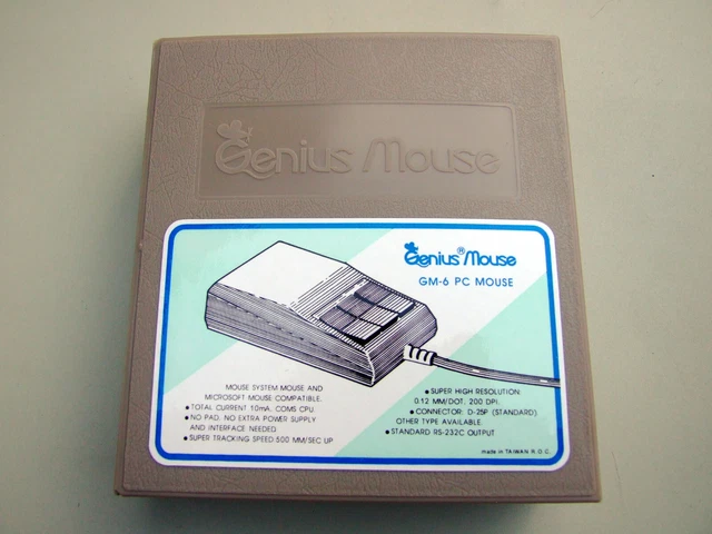 VINTAGE RETRO GENIUS GM-6 3-Button Mouse Mouse 25 Pin RS-232/COM HTF £ ...