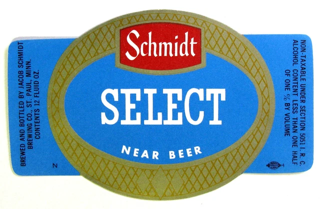 JACOB SCHMIDT BREWING Co SCHMIDT SELECT NEAR BIER Etikett MN 12oz EUR 2 ...