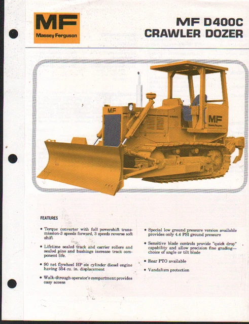 MASSEY FERGUSON &MF D400C" Crawler Tractor Dozer Brochure Leaflet £8.00 - PicClick UK