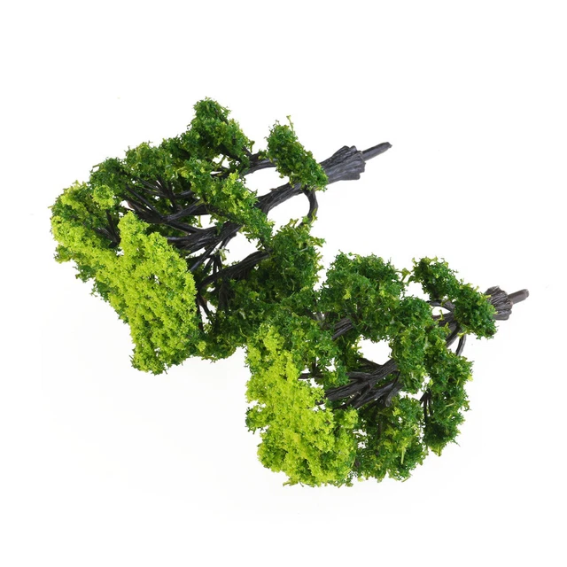 12 PCS GREEN Landscape Tree Miniature Trees Model Fake Crafts DIY Scale ...